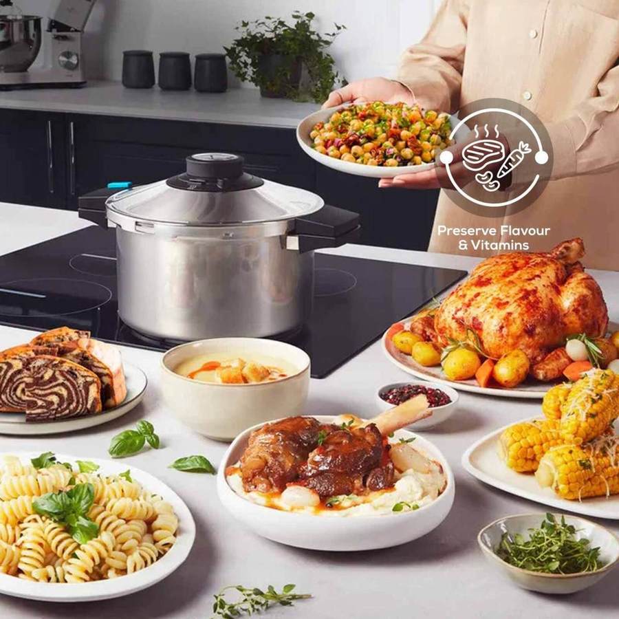 Karaca Quick and Safe 2-Piece Stainless Steel Induction Pressure Cooker ...