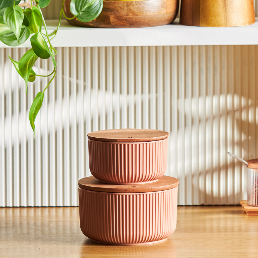 Karaca Massimo, 2-delige set ronde opbergbakken, poederkleurig - KARACA ...